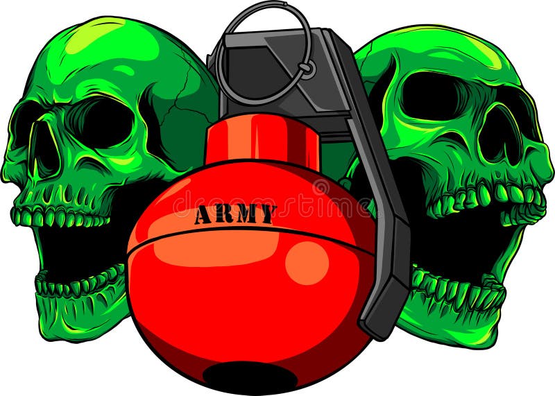 Hand Grenade Vector Illustration. Vintage Ammunition Element. Military ...