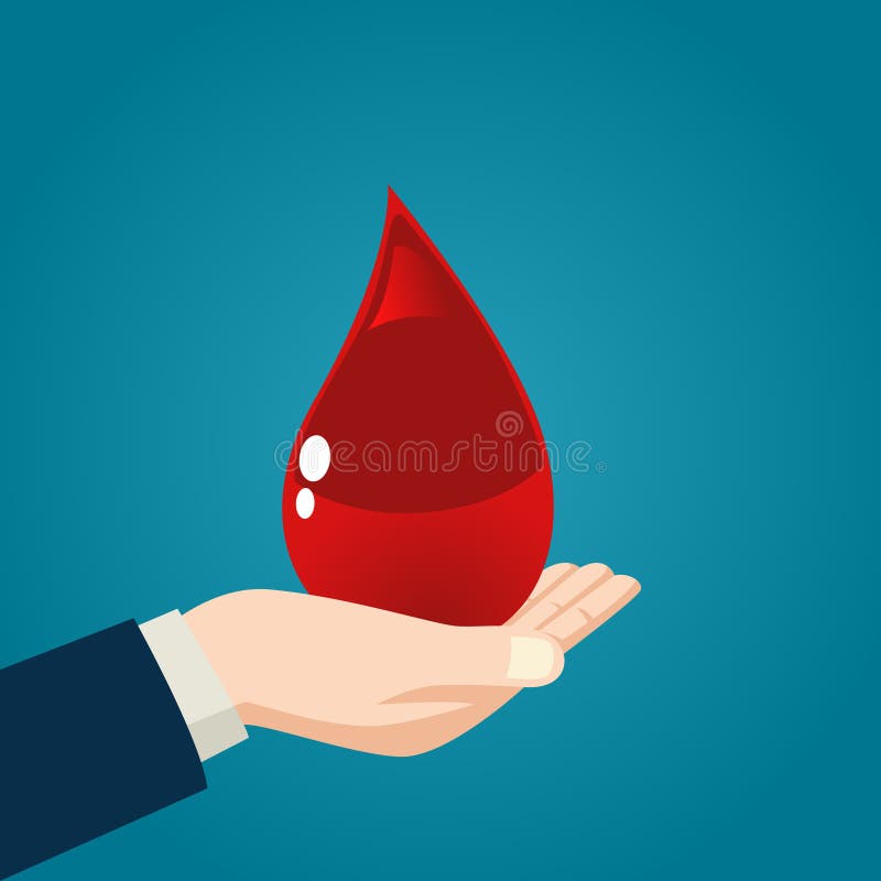 Hand holding a blood drop stock vector. Illustration of palm - 99315727