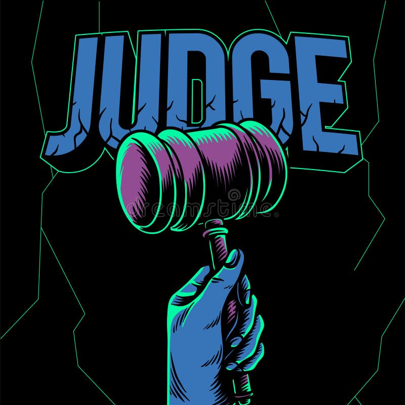 Illustration a Hand Holding a Hammer of Justice Stock Illustration ...