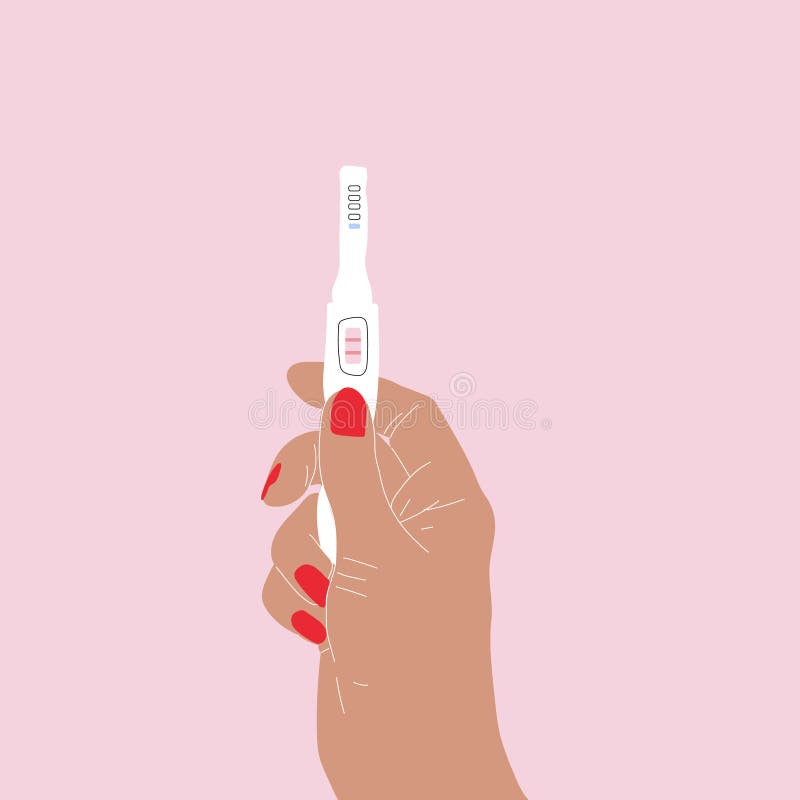 Illustration of Hand Holding Positive Pregnancy Test Stock Vector ...