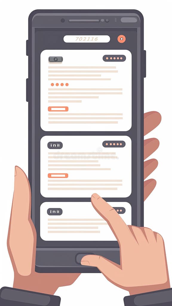 Hand Interacting with a Smartphone Displaying a Communication Interface ...