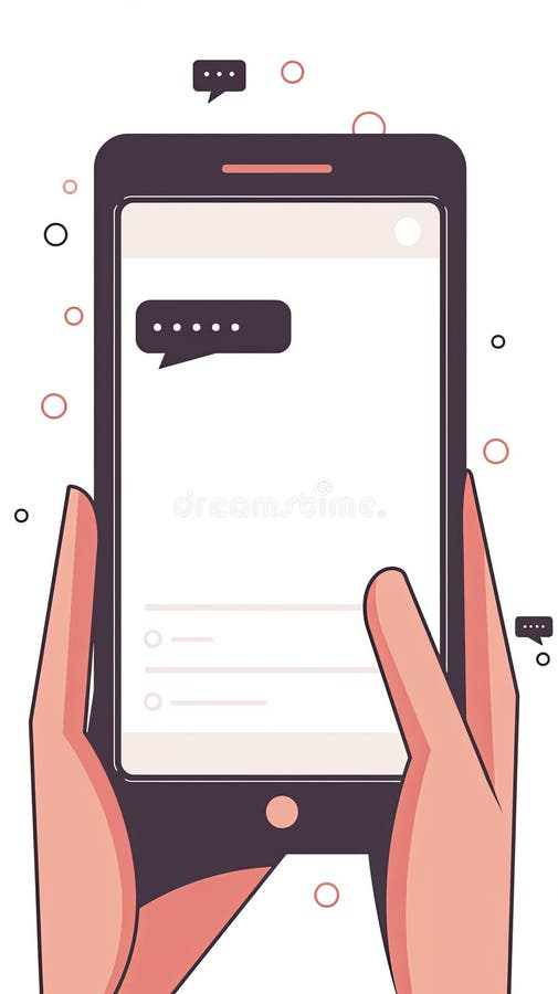 Illustration of Hand Holding Smartphone with Text Message Notification ...