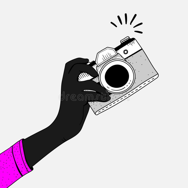 Illustration of Hand Holding Vintage Camera Stock Illustration ...