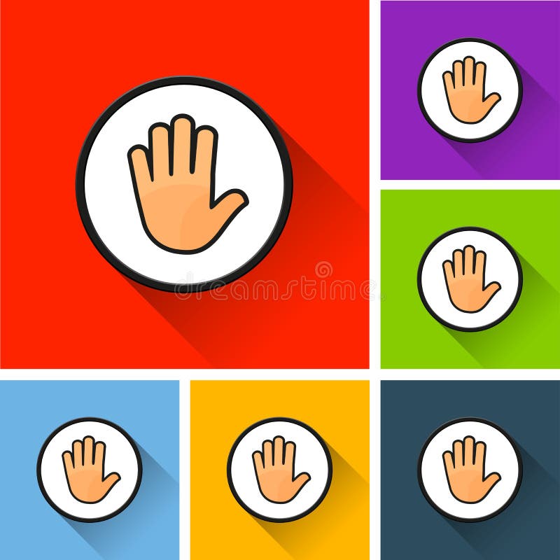 Hand Icons with Long Shadow Stock Vector - Illustration of vector ...