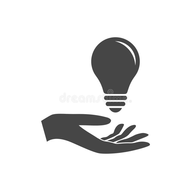 Illustration of a Hand Offering Light Bulb Stock Vector - Illustration ...