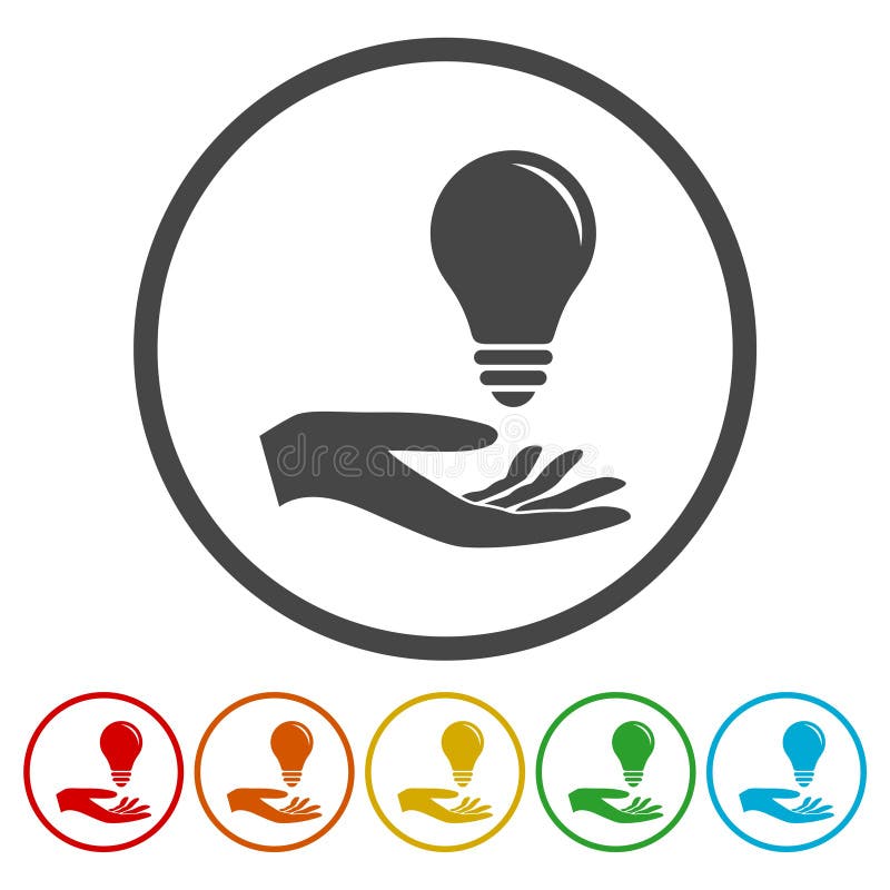 Hand Bulb Logo Design Isolated on White Background Stock Vector ...