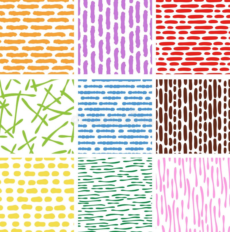 Colorful Hand Painted Line Pattern Variation Set Stock Vector ...