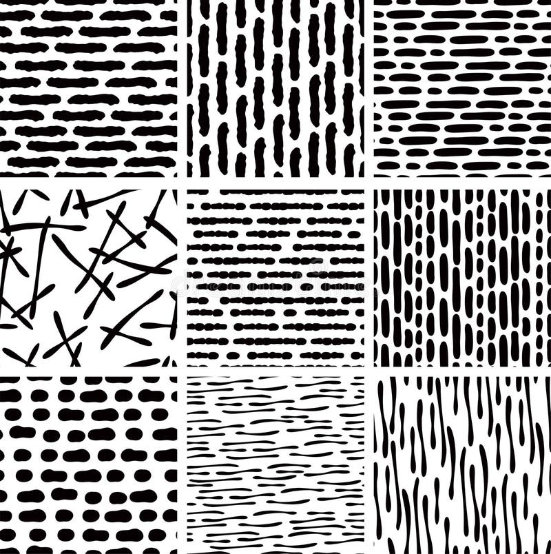 Hand Painted Line Pattern Variation Set Stock Vector - Illustration of ...