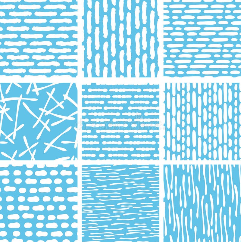 White Hand Painted Line Pattern Variation Set Stock Illustration ...