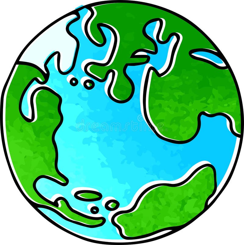 Hand-painted Texture Style Earth Stock Vector - Illustration of planet ...