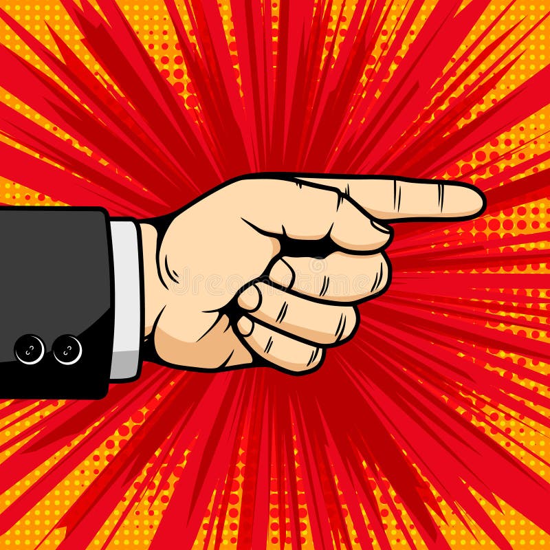 Illustration of Hand with Pointer Sign in Comic Book Style. Design ...