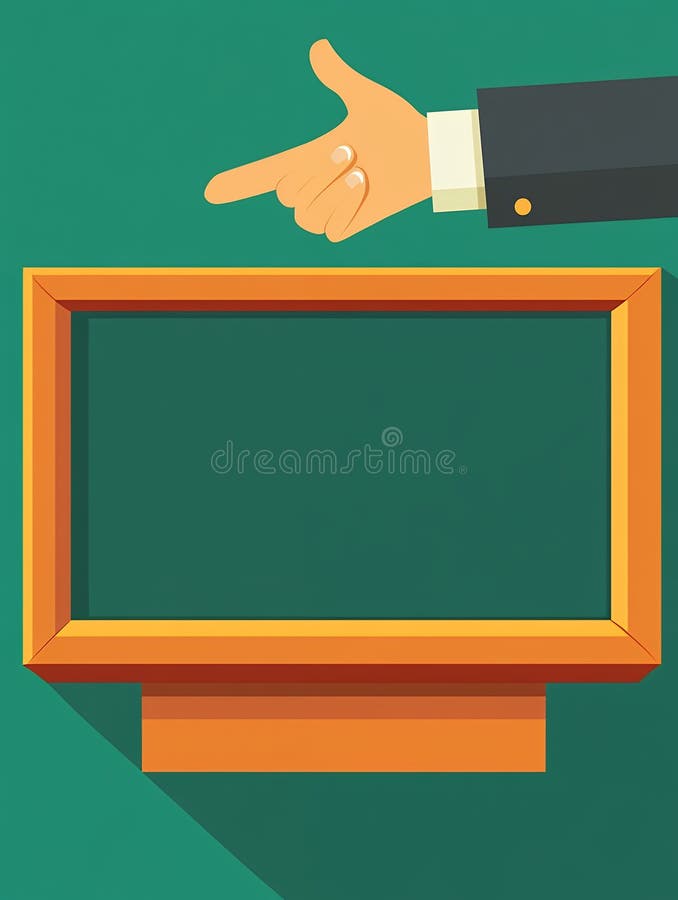 Illustration of a Hand Pointing at a Blank Orange Framed Board on a ...