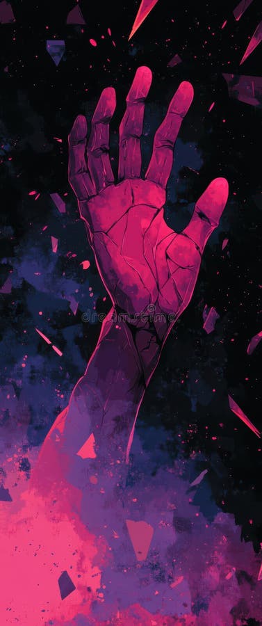 Illustration of a Hand Reaching Out with Bold Colors and Dramatic ...