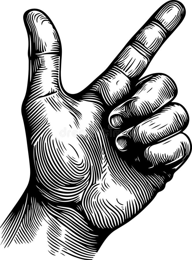 Illustration of a Hand Showing Two Fingers, Stock Vector - Illustration ...