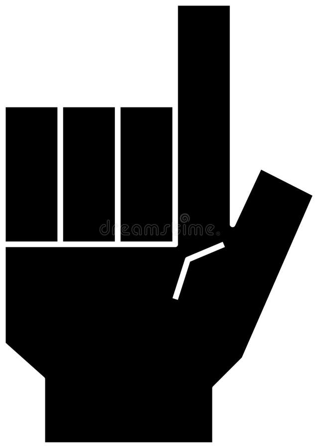 Black Illustration of a Squared Hand Sign Stock Vector - Illustration ...