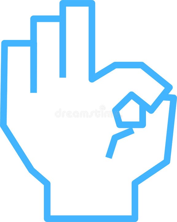 Blue Illustration of a Squared Hand Sign Stock Vector - Illustration of ...