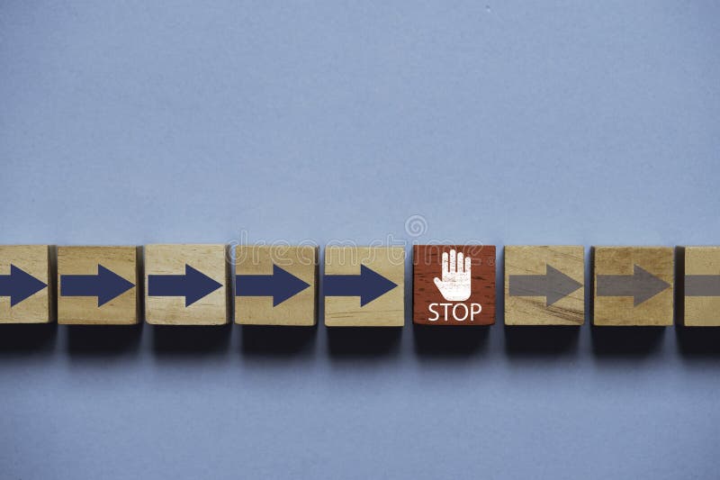 Illustration of Hand Stop Sign Symbol Prohibit Black Arrow Moving on ...