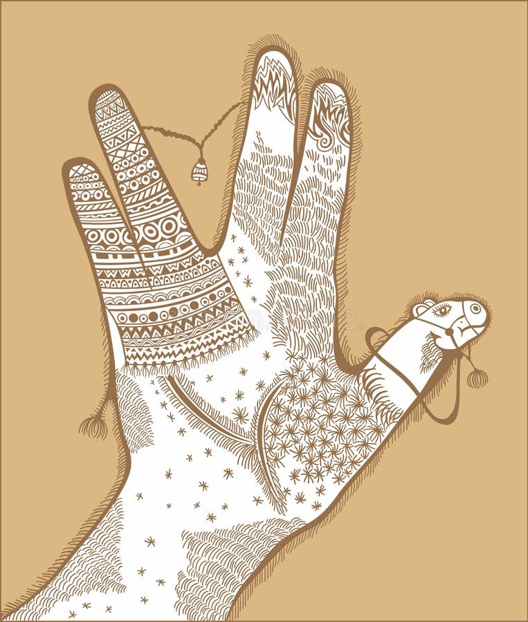 Illustration of Hand with Stylized Camel Inside Stock Vector ...