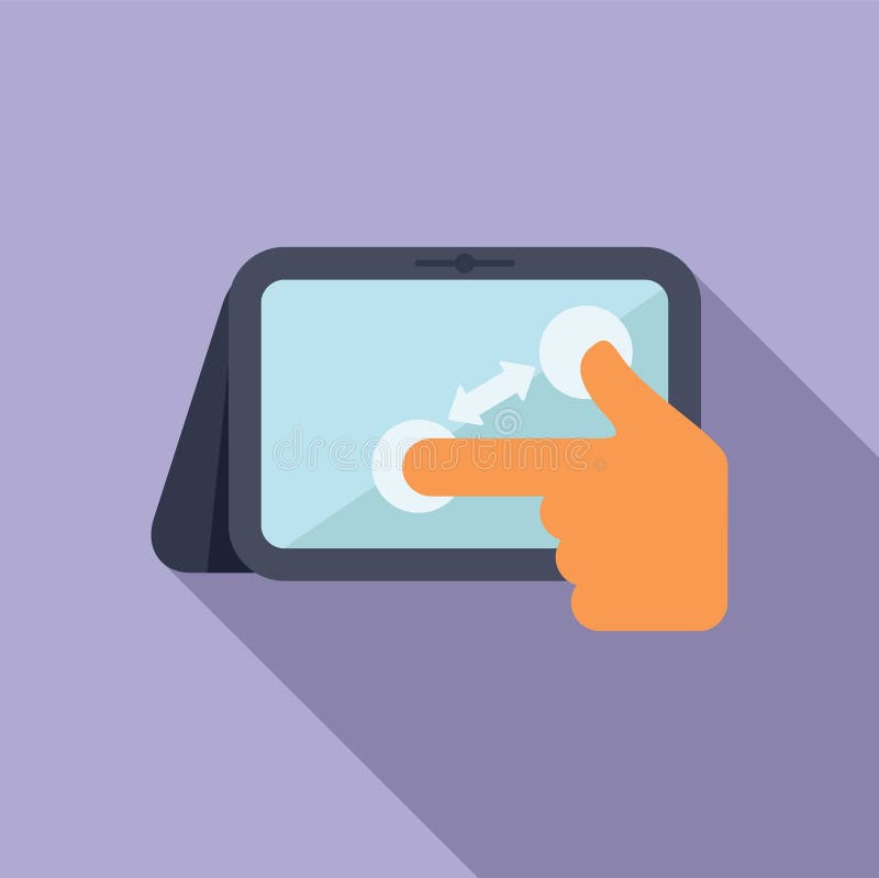 Illustration of a Hand Zooming in on a Tablet Screen, Indicating Touch ...