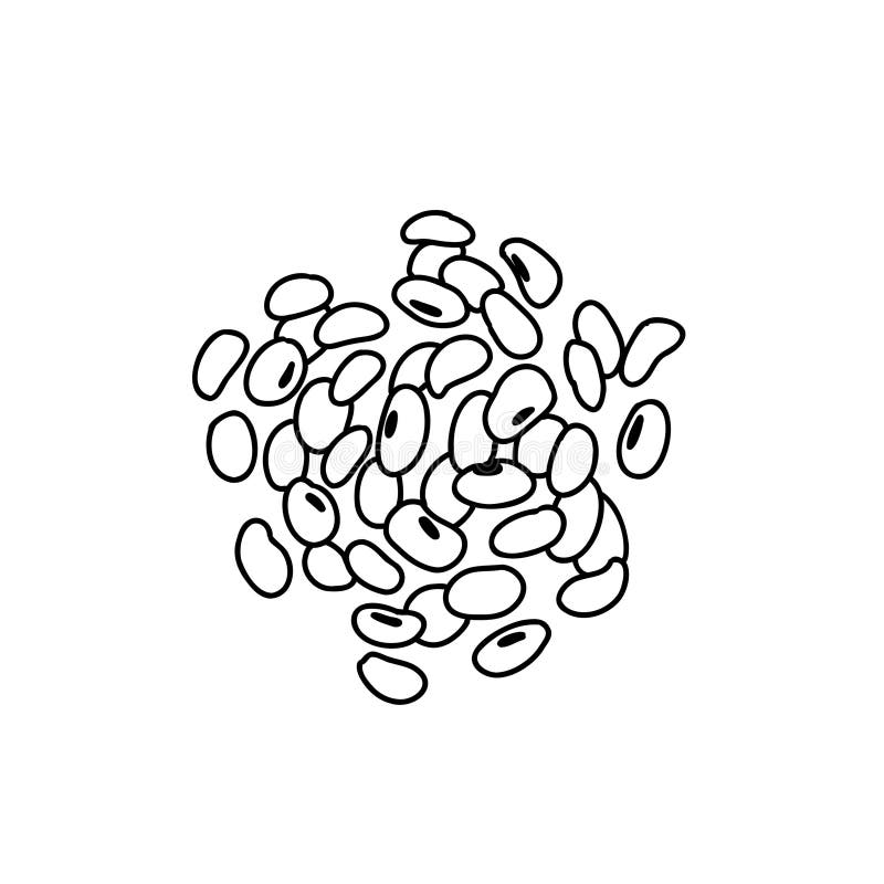 Illustration of Handful of Beans in Line-art Style. Outline Beans Hand ...