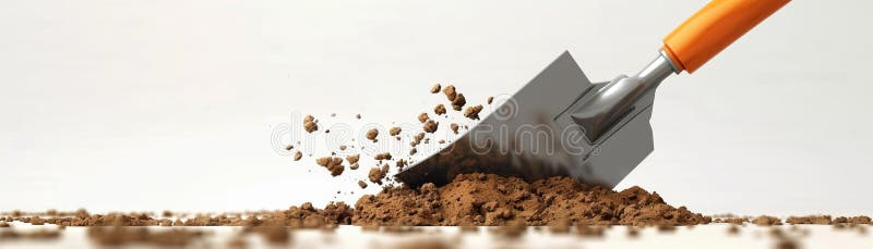 Illustration of a Handheld Trowel Breaking Ground on a White Backdrop ...