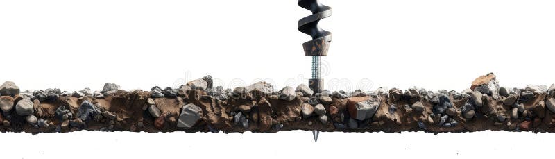Illustration of a Handoperated Soil Auger Drilling into the Ground on a ...