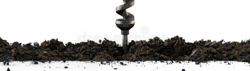 Illustration of a Handoperated Soil Auger Drilling into the Ground on a ...