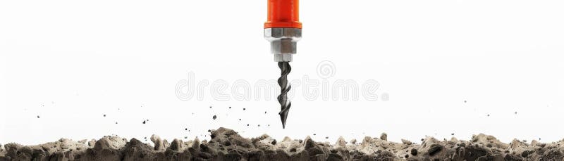 Illustration of a Handoperated Soil Auger Drilling into the Ground on a ...