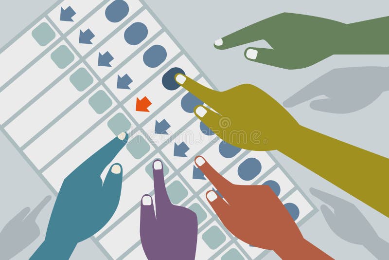 Hands Casting Vote in Electronic Voting Machine Stock Vector ...