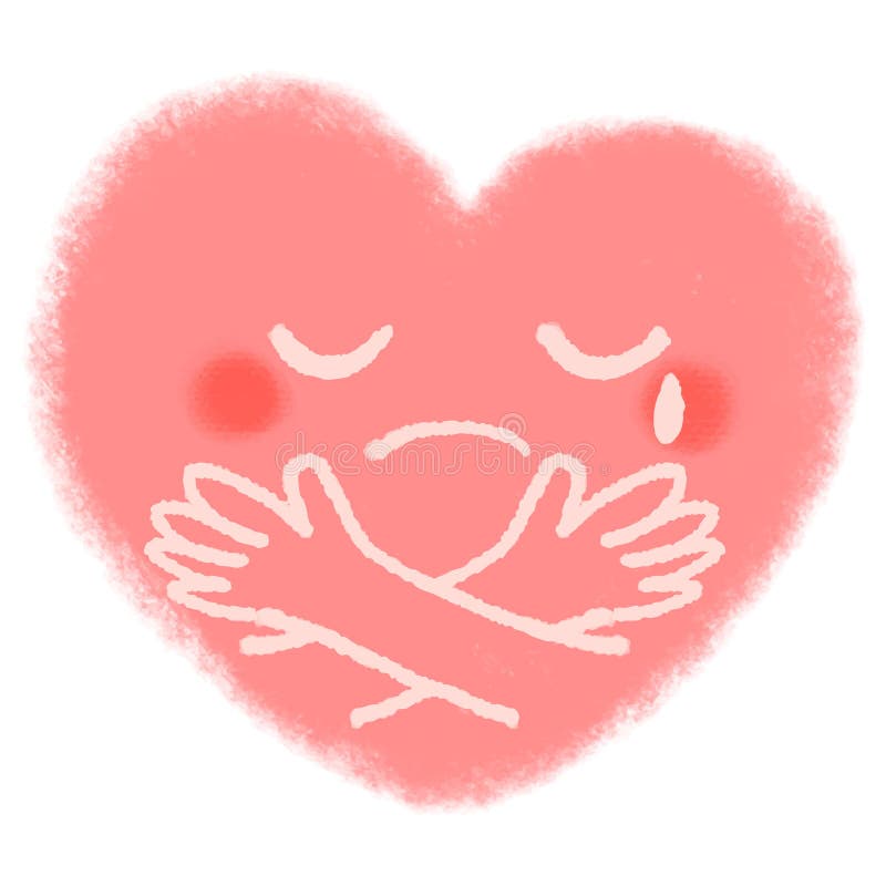 Illustration of Hands Holding a Heart with Both Hands Self-hug Stock ...
