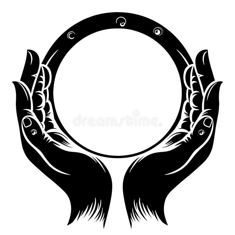 Hands Holding Mystic Circle Empty Space for Symbols and Text Stock ...