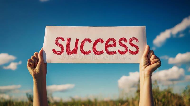Illustration of Hands Holding Success Sign Outdoors Stock Photo - Image ...