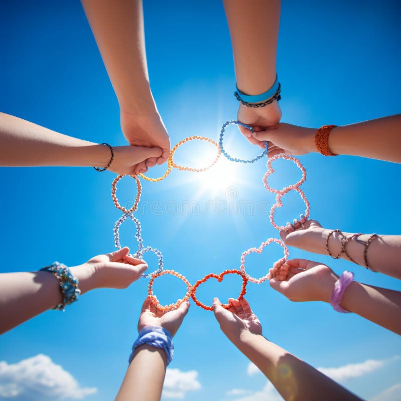 Illustration of Hands Making Heart Symbol on Sky Background Friends ...