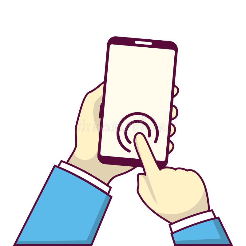 Illustration of the Hands of a Smartphone User Who is Pressing the ...
