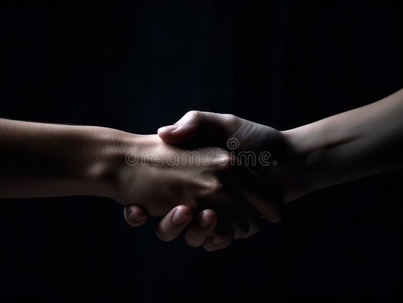 A Handshake on a Black Background Stock Illustration - Illustration of ...