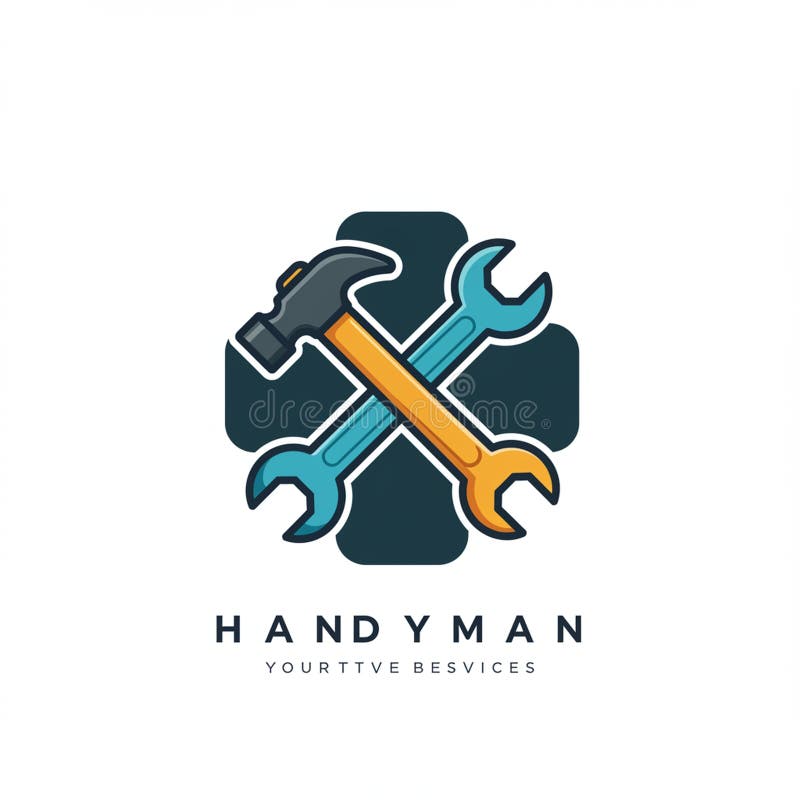 An Illustration of a Handyman Logo Featuring a Crossed Hammer and ...