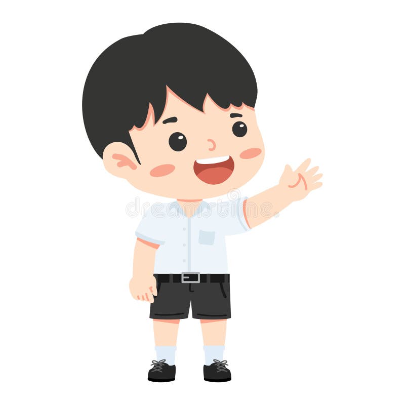 Illustration of Happy Boy Waving Stock Illustration - Illustration of ...