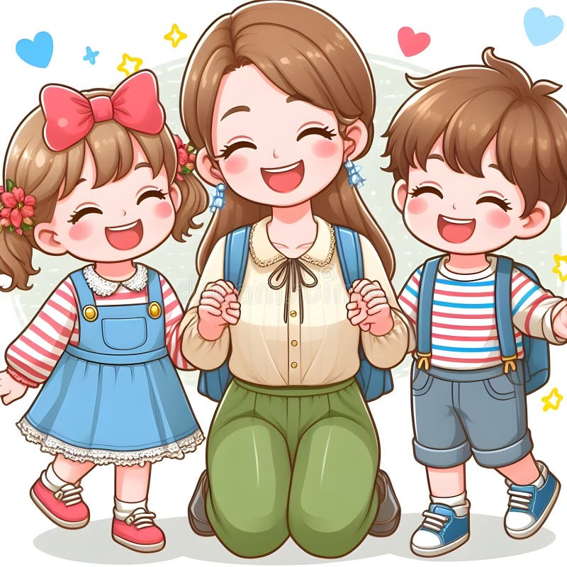 Happy cute kids a bundle stock illustration. Illustration of vintage ...