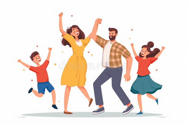Illustration of a Happy Family Dancing. Stock Illustration ...