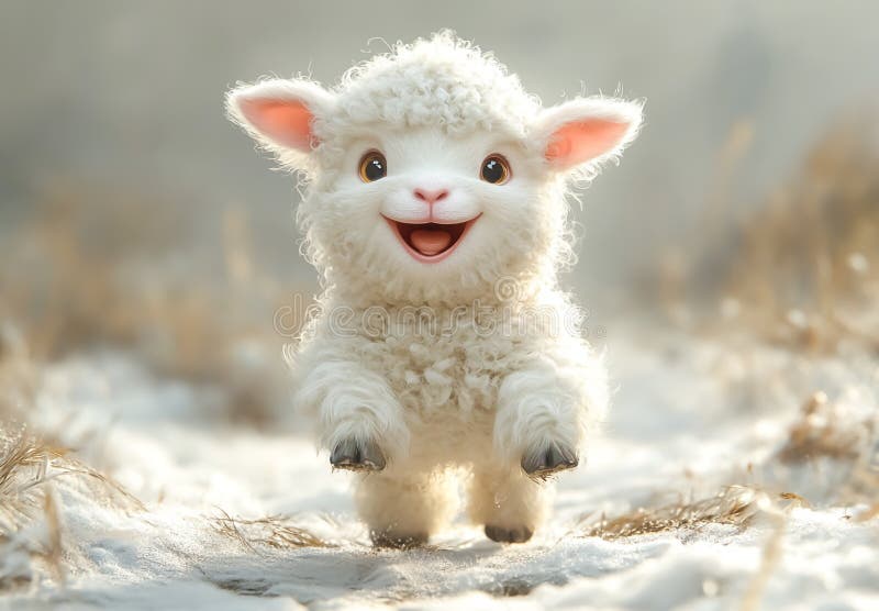 Illustration of Happy Lamb with Front Paws Raised Stock Illustration ...