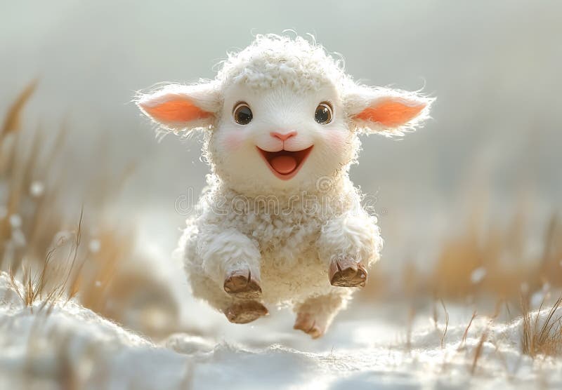 Illustration of Happy Lamb with Front Paws Raised Stock Illustration ...
