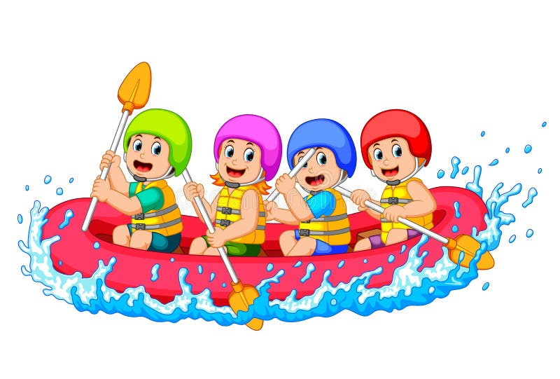 Happy Rafting Team in a River Stock Vector - Illustration of hobby ...