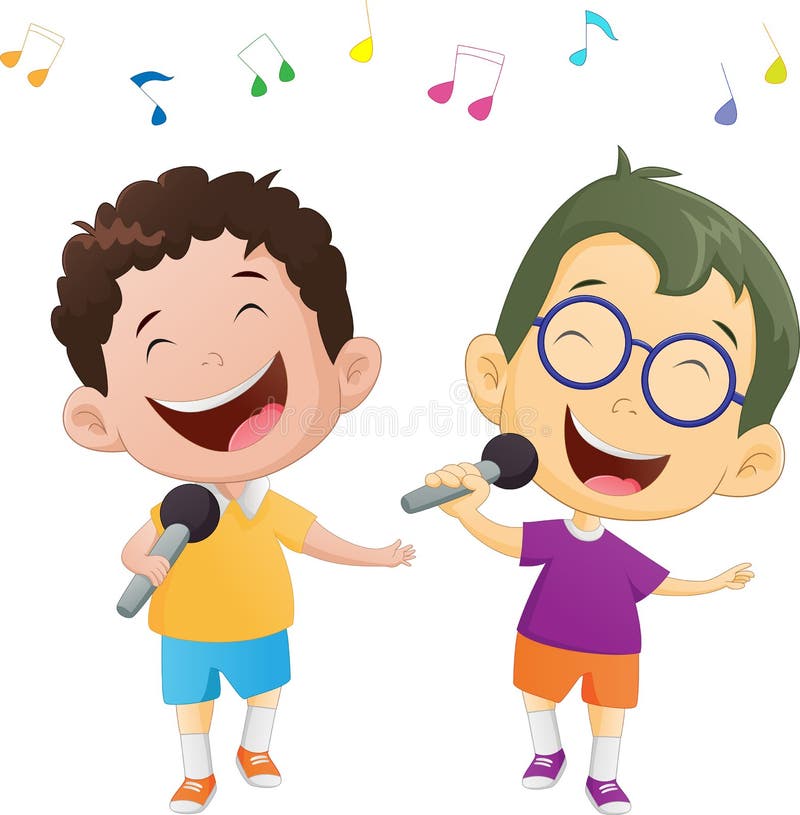 Illustration of Happy Singing Boys Stock Vector - Illustration of ...