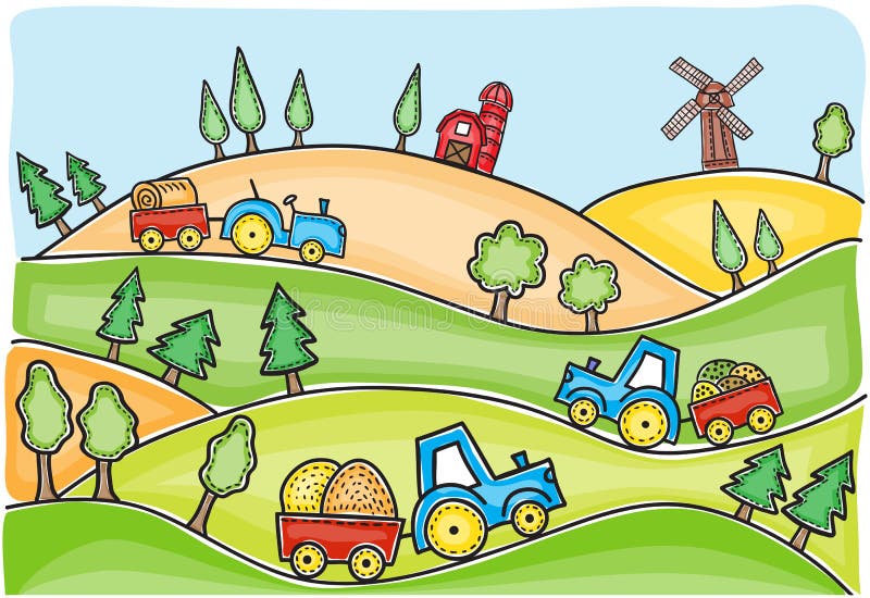 Fall Harvest Scenes Pencil Drawing Drawing Fall Harvest Stock