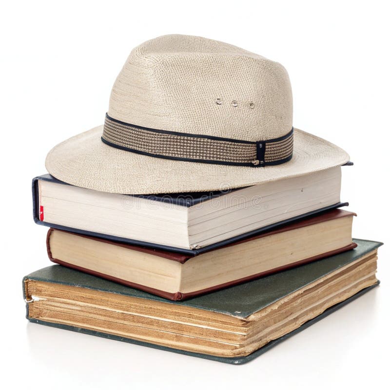 Hat on Books Illustration Isolated on White Stock Illustration ...