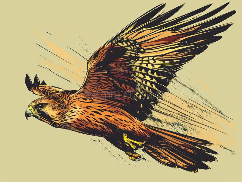 Illustration of a Hawk. Hand Drawn Sketch of a Hawk Stock Illustration ...