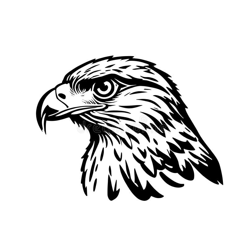 Featuring Hawk Icon in Simple Line Art Style Stock Vector ...