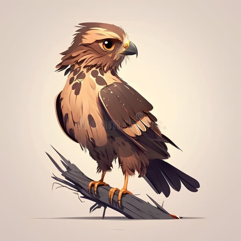 Illustration of a Hawk Sitting on a Branch. Vector Illustration Stock ...