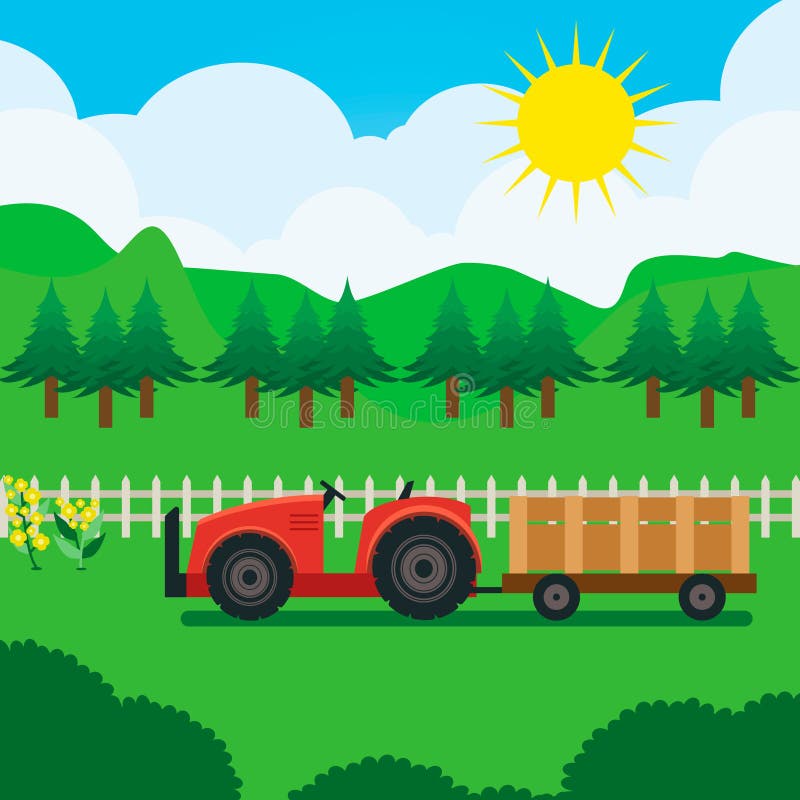 Illustration of Hayride Cartoon Flat Vector Design Stock Vector ...