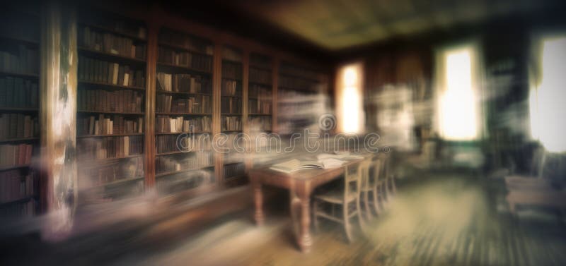 A Blurred Vision on an Old Library Stock Illustration - Illustration of ...